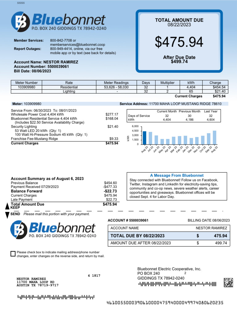 Proof - of - Address-Bluebonnet Electric 0823 | PDF | Payments | Visa Inc.