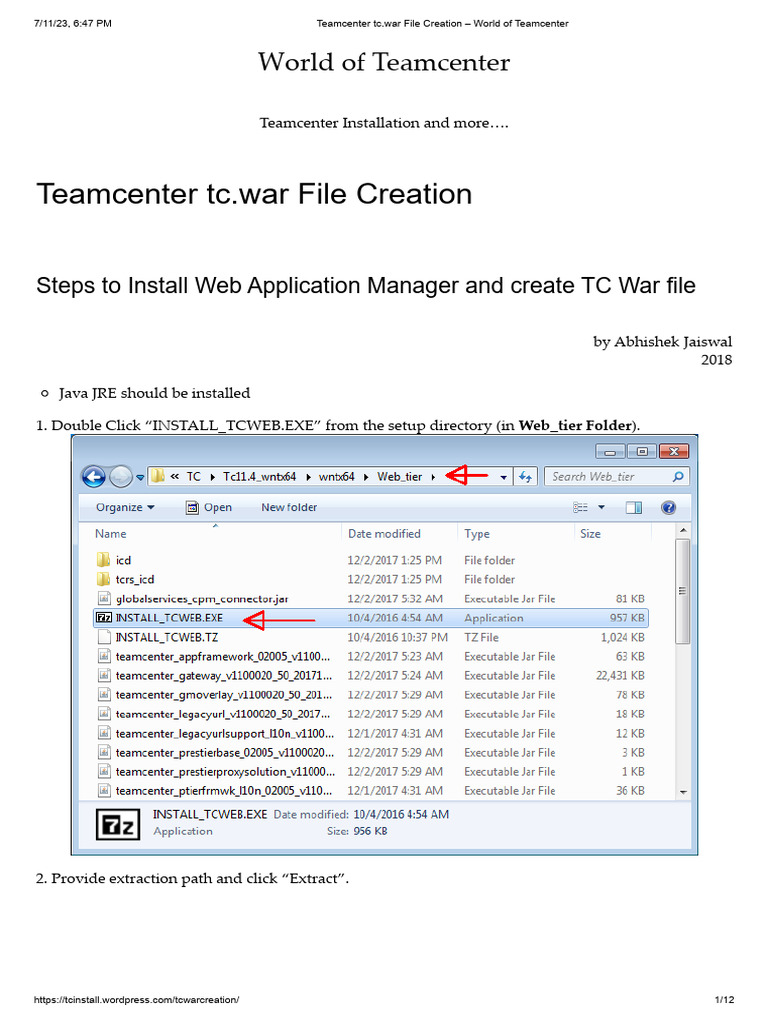 Teamcenter TC - War File Creation | Download Free PDF | Computer Architecture | Operating System ...