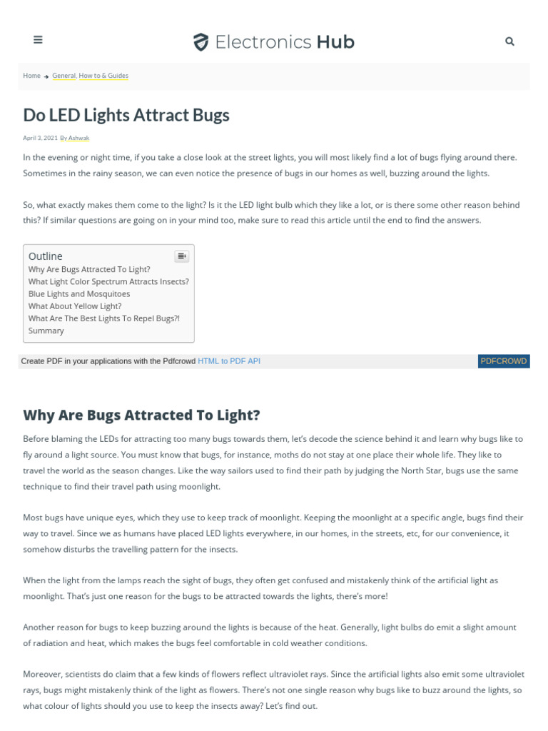 Do LED Lights Attract Bugs? | PDF | Light | Color
