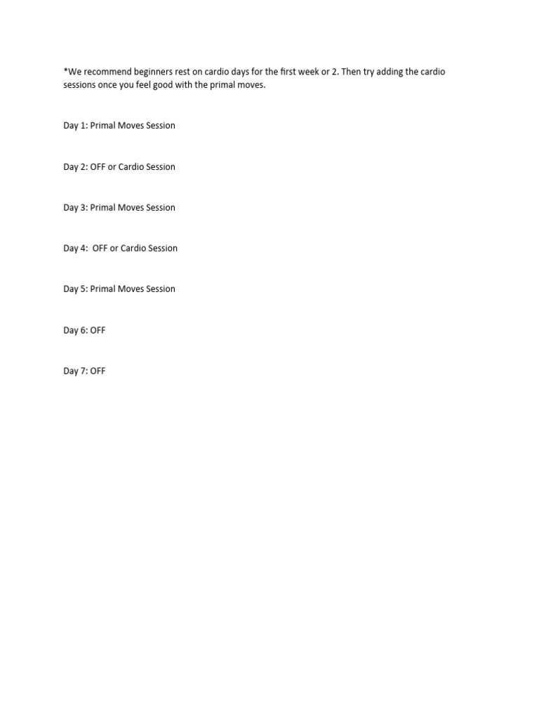 3 Week Primal Movement Schedule | PDF