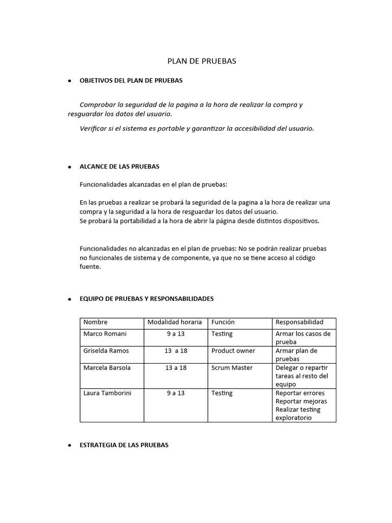 Esquema de Plan de Pruebas | PDF | Pruebas de software | Windows 10