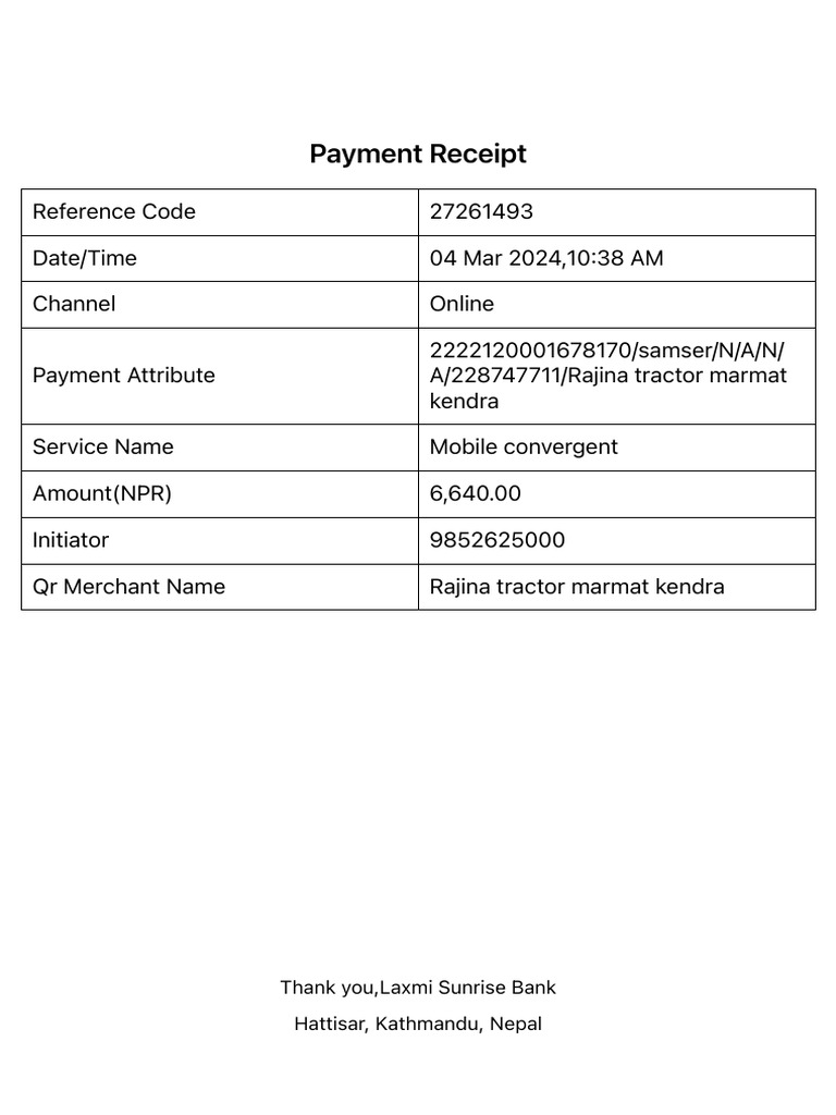 Laxmi Sunrise Bank Payment Receipt | PDF