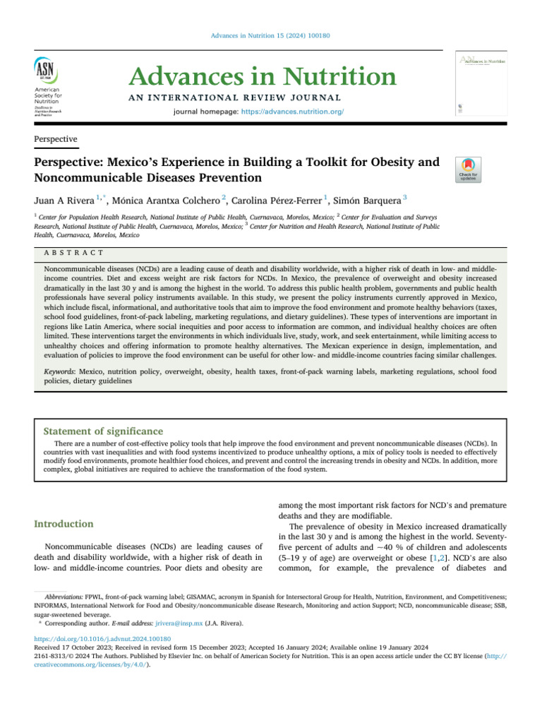 Mexico's Obesity Prevention Policies | PDF | Non Communicable Disease ...