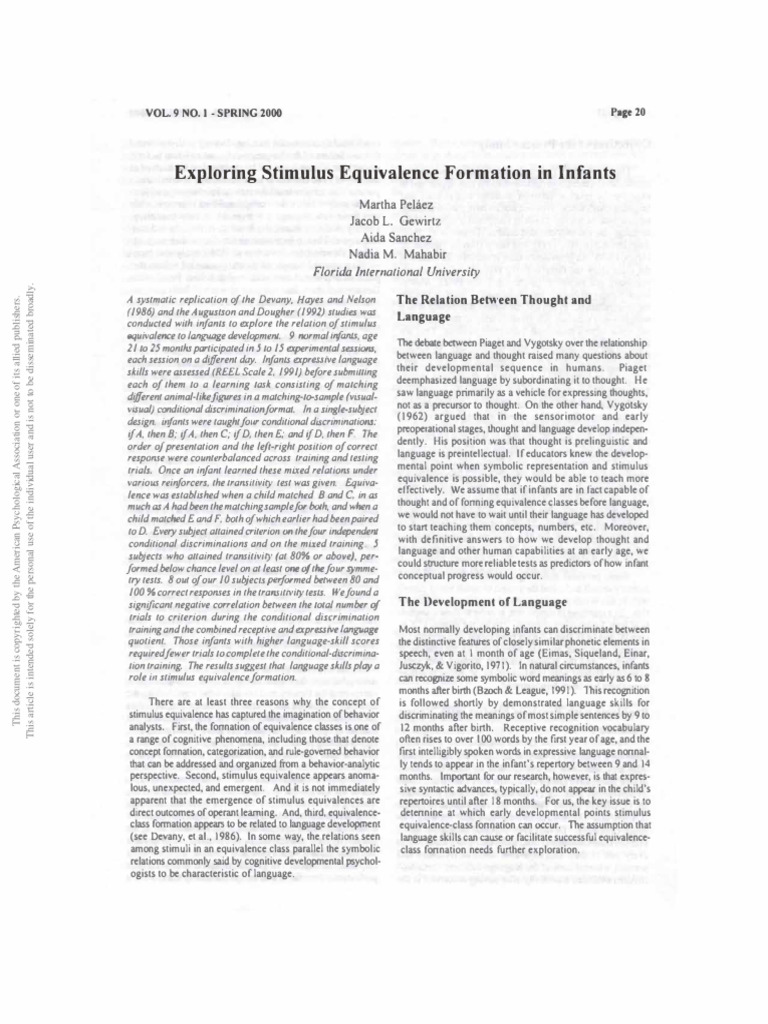 Martha Peláez et al. - Exploring stimulus equivalence formation in ... Martha Peláez et al. - Exploring stimulus equivalence formation in ...