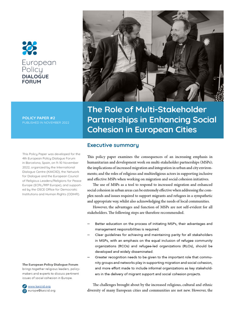 The Role of Multi-Stakeholder Partnerships in Enhancing Social Cohesion in European Cities ...
