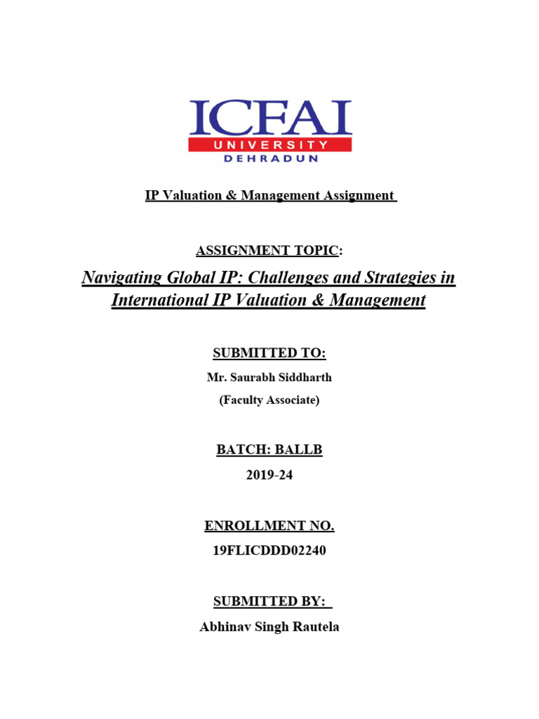 IP Valuation and Management | PDF | Intellectual Property | Valuation ...