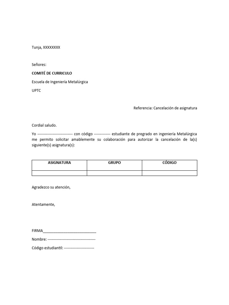 Formato Cancelacion Asignatura | PDF