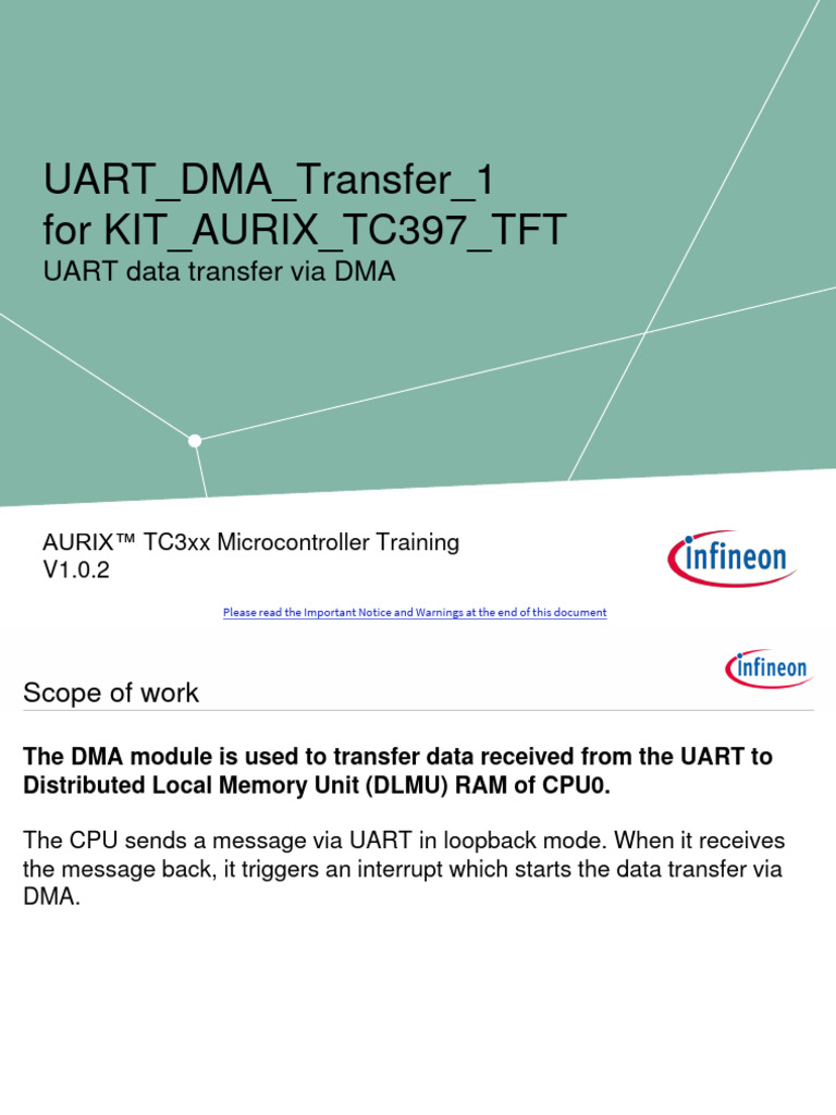 Infineon-UART DMA Transfer 1 KIT TC397 TFT-Training-v01 02-EN | PDF | Parameter (Computer ...