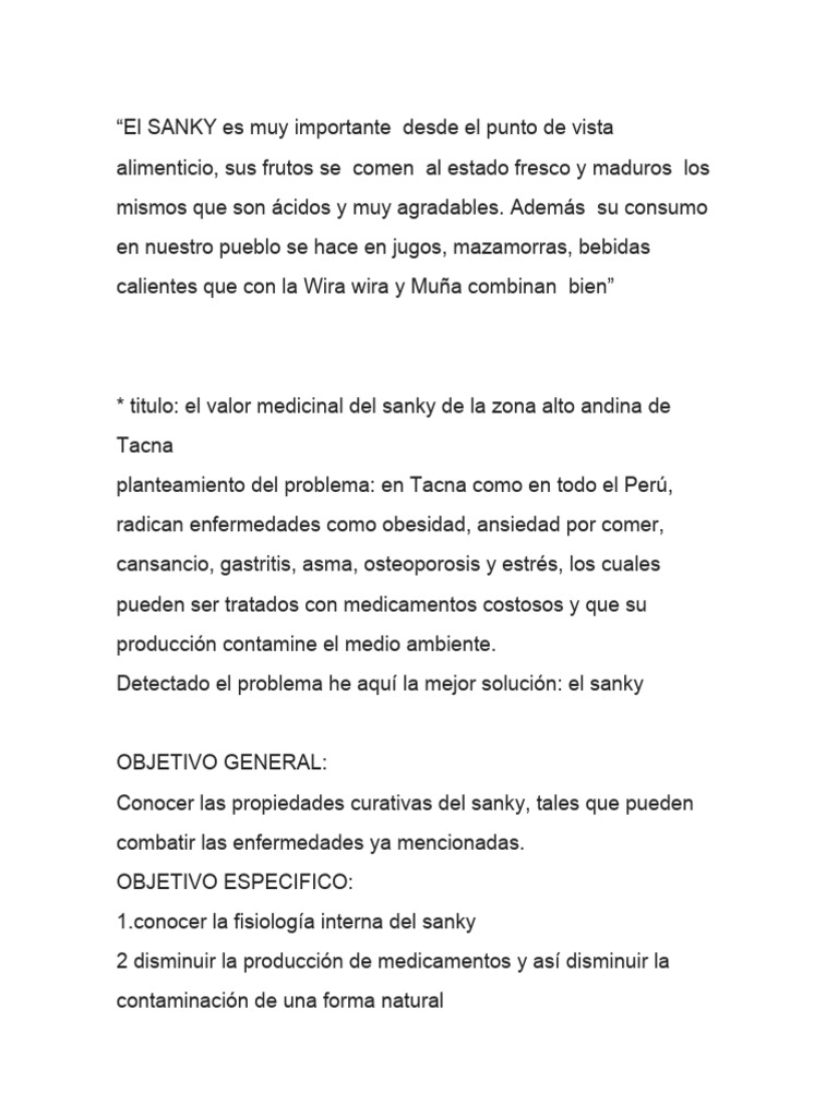 Propiedades y Usos del Fruto Sanky | PDF | Alimentos | Nutrición