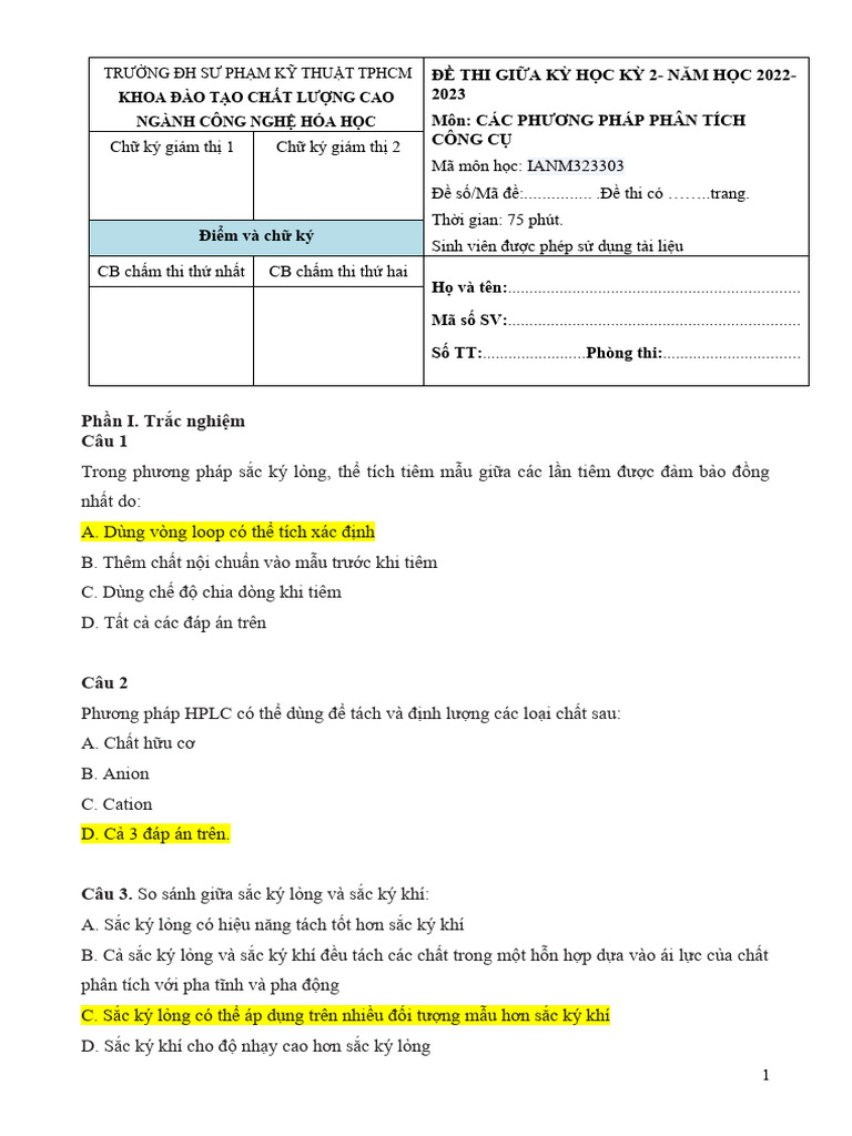 HKII 22 23 Giua Ky PTCC - CLC | PDF