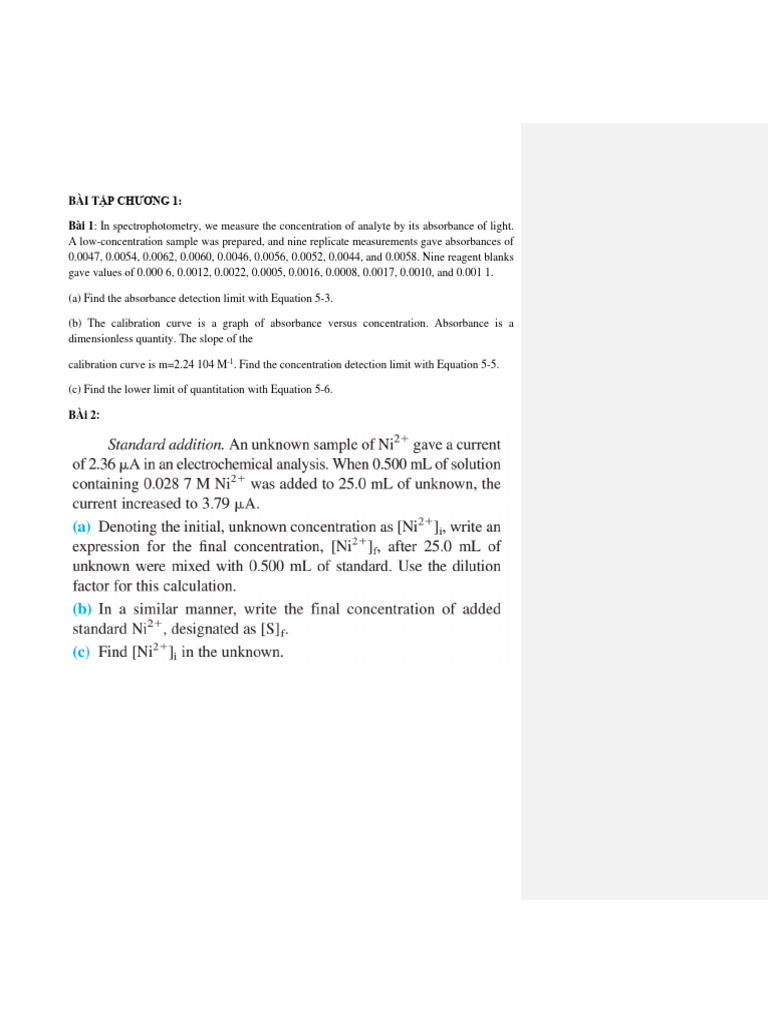 HOMEWORKS Full Solution | PDF | Detection Limit | Analytical Chemistry