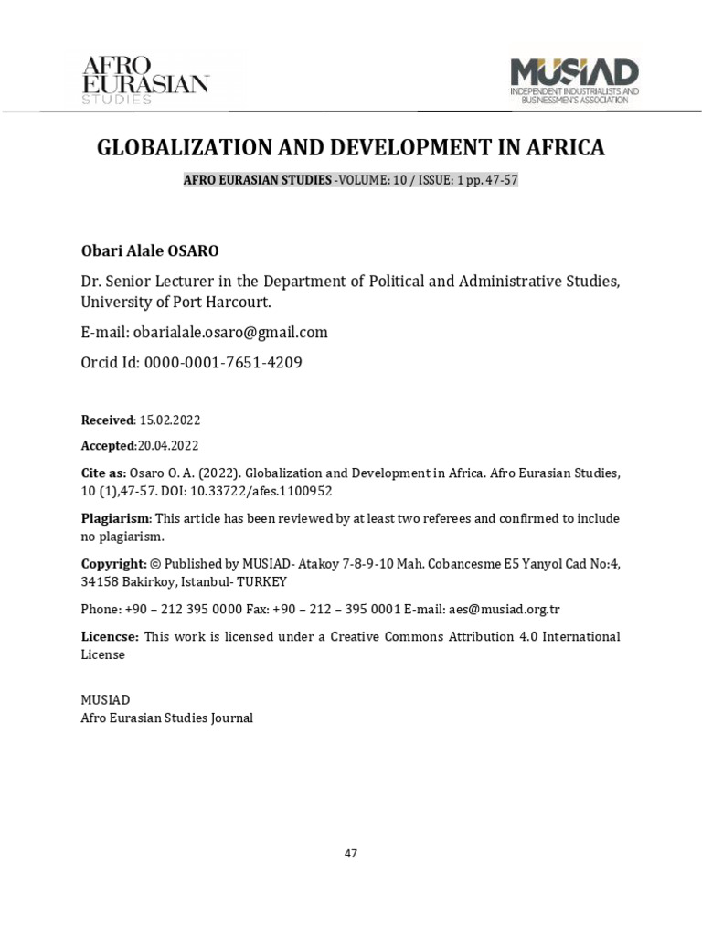 GLOBALIZATION AND DEVELOPMENT IN AFRICA | PDF