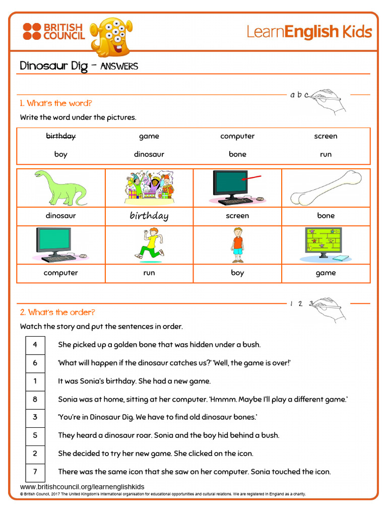 Dinosaur Dig Story and Activities | PDF