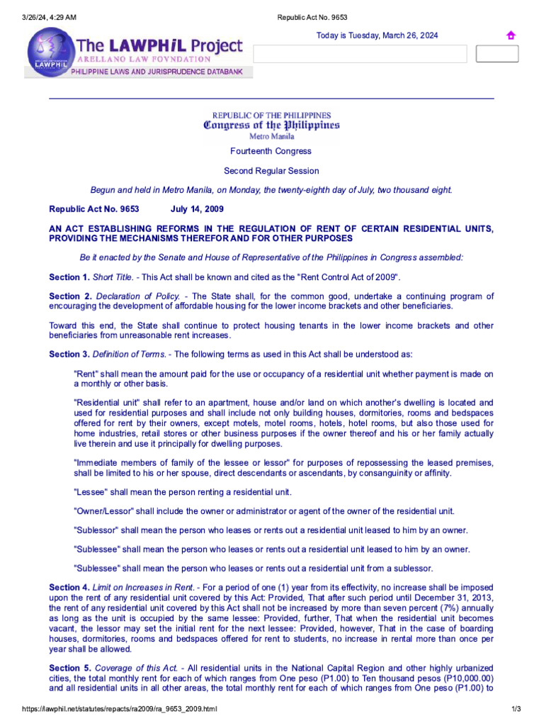 Rent Control Act | PDF