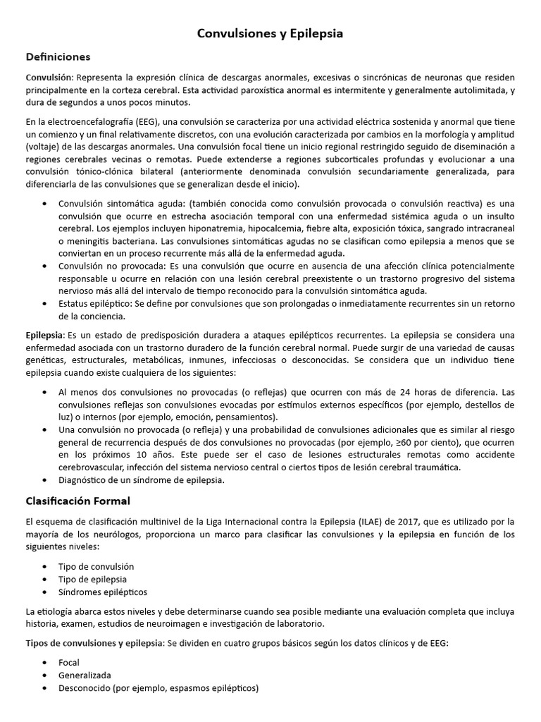 Convulsiones y Epilepsia: Definiciones y Clasificación | PDF ...