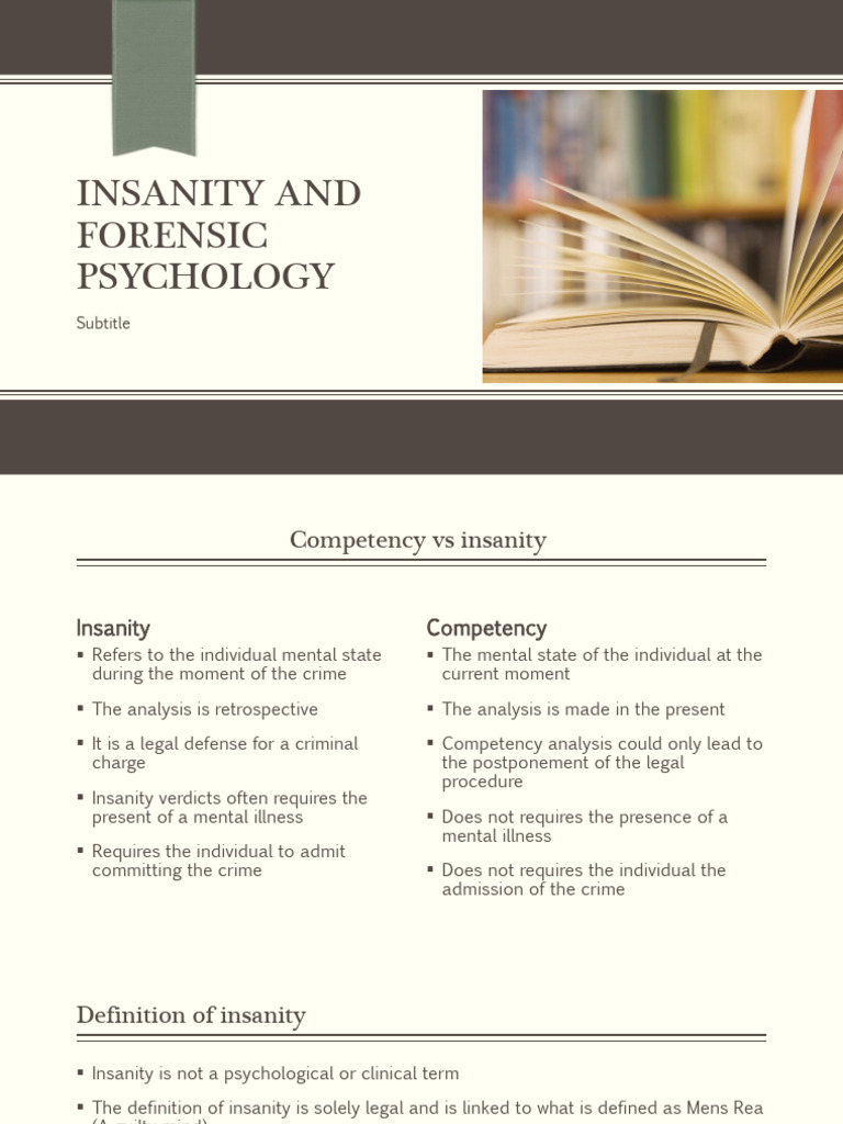 Insanity vs Competency in Forensic Psychology | PDF | Insanity Defense ...