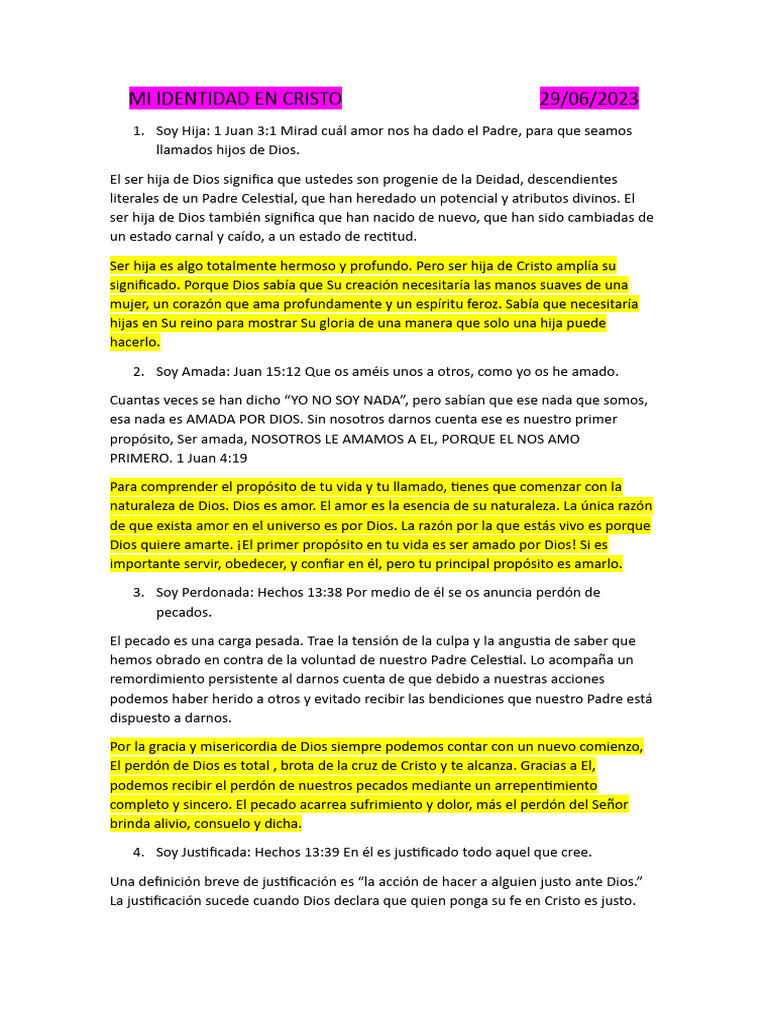 MI IDENTIDAD EN CRISTO 290623 | PDF | Pecado | Cristo (título)