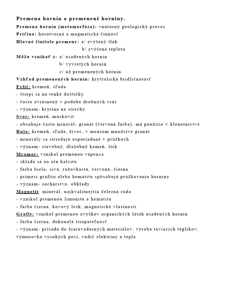 Premena Hornin A Premenene Horniny | PDF