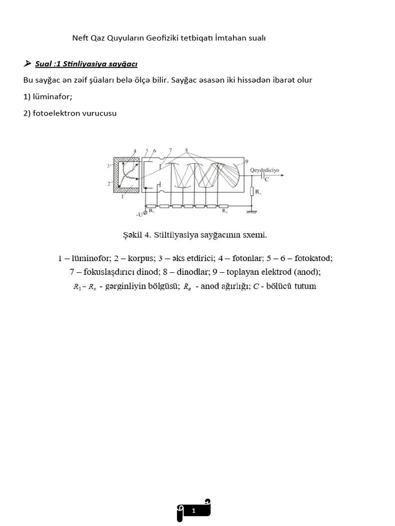 Neft Qaz Quyuların Geofiziki Tetbiqatı İmtahan Sualı | PDF
