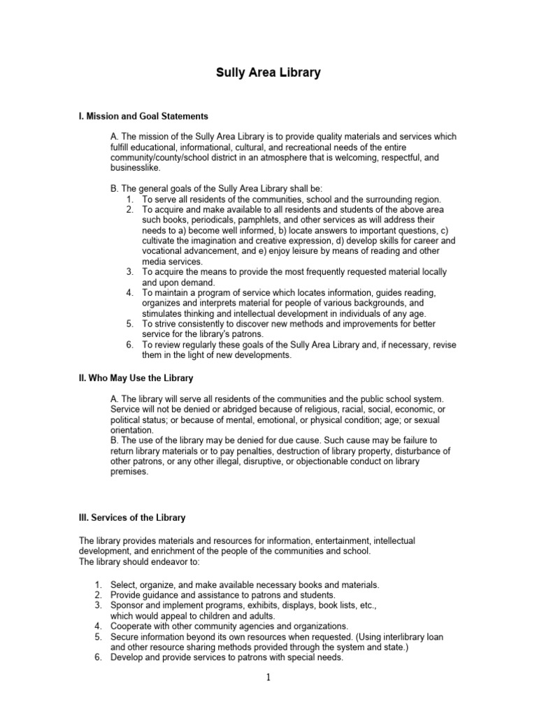 Library Policies Document | PDF | Libraries | Internet