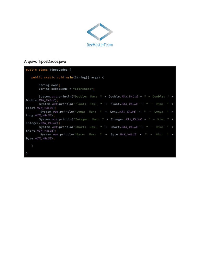 Código - Tipos de Dados | PDF | Computers