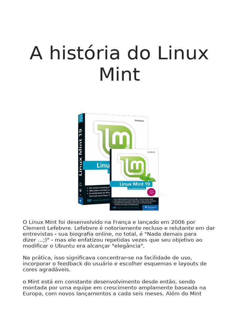 A história do Linux Mint | PDF | Linux | Informática A história do Linux Mint | PDF | Linux | Informática