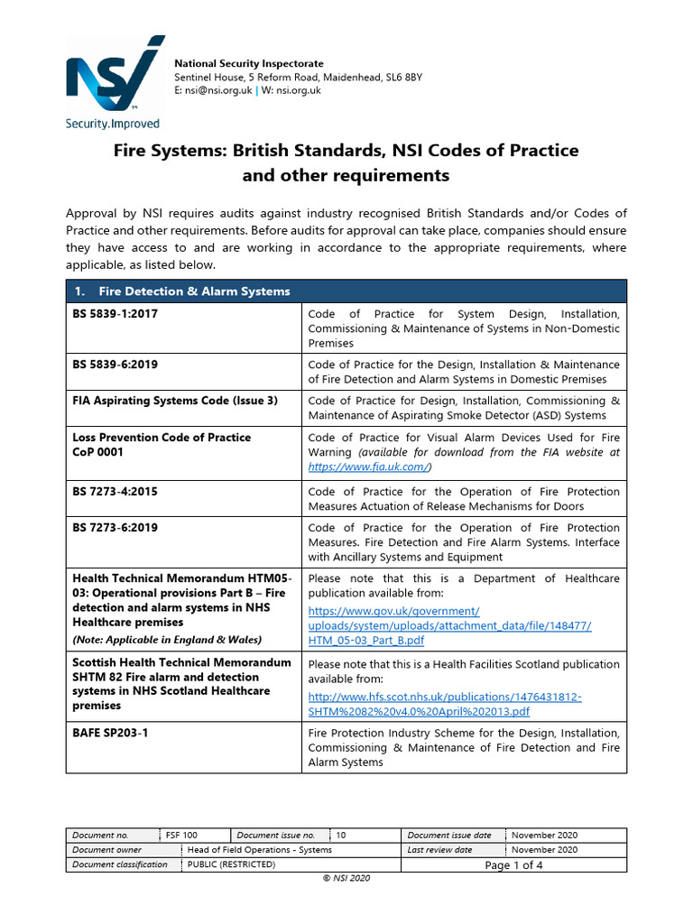 Fire Systems Standards Guide | PDF | Firefighting | Safety