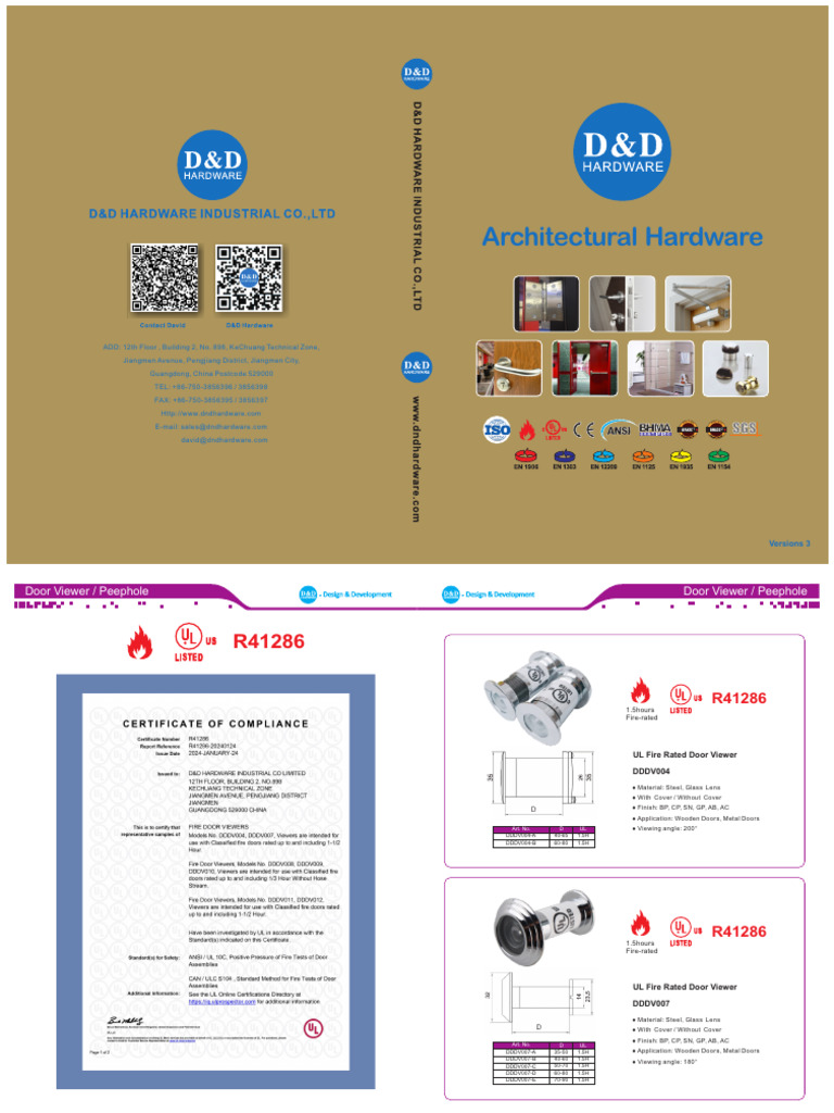 D&D Hardware-UL Door Viewer Catalogue-2024 | PDF | Brass | Tin