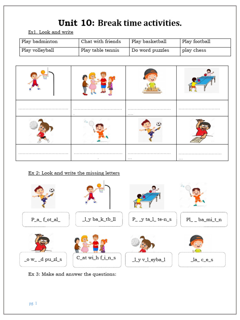 Break Time Activities Guide | PDF | Games & Activities | Language Arts & Discipline