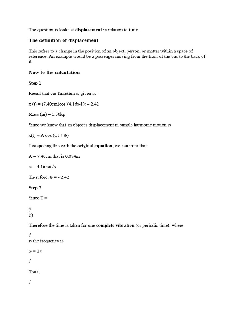 The Definition of Displacement: Step 1 | PDF | Physics | Mechanics
