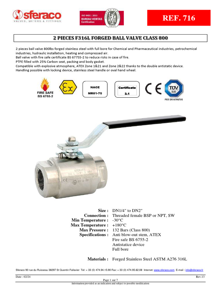 Technical Datasheet 2 Pieces Forged Stainless Steel Ball Valve 800lbs | PDF | Valve | Mechanical ...