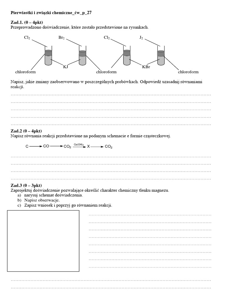 pierwiastki i związki zadania 2 | PDF