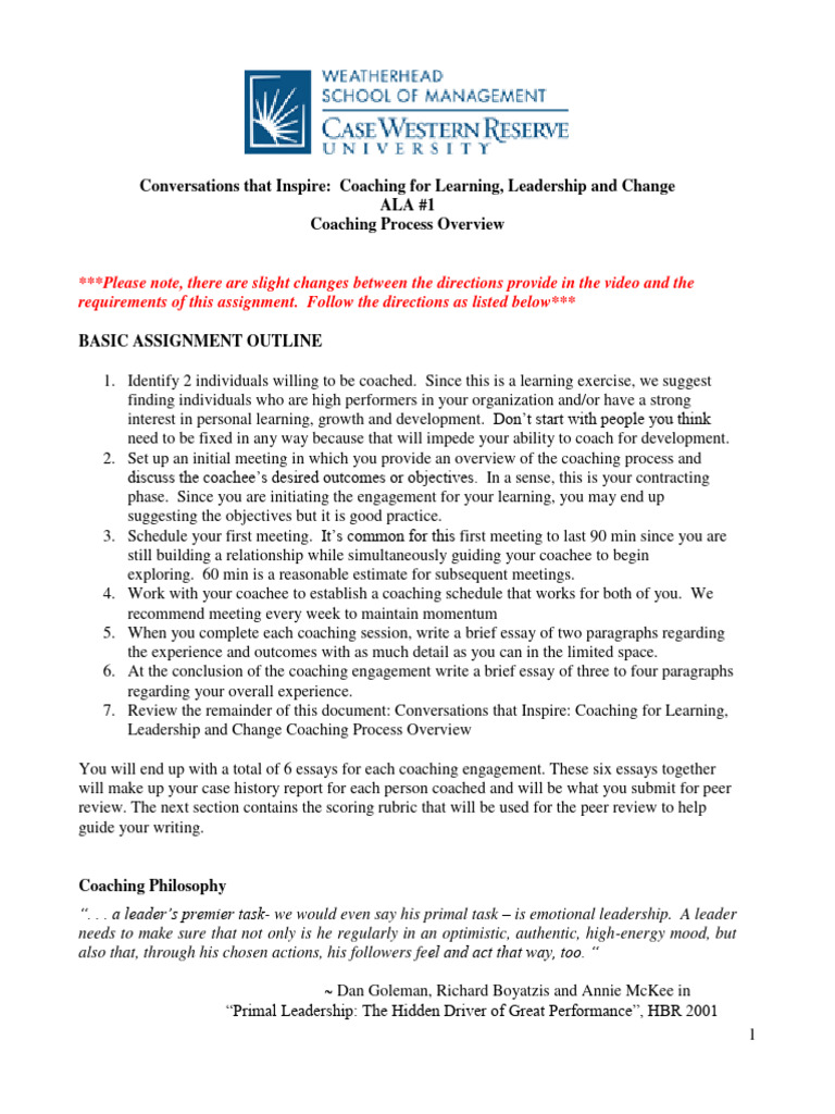 1 - Coaching Process Document | PDF | Rubric (Academic) | Leadership