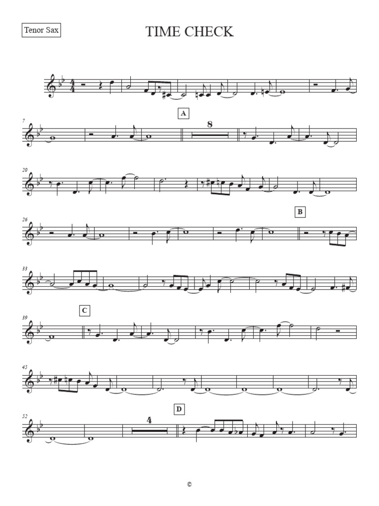 TIME CHECK - TENOR (Bone) - Tenor Sax | PDF