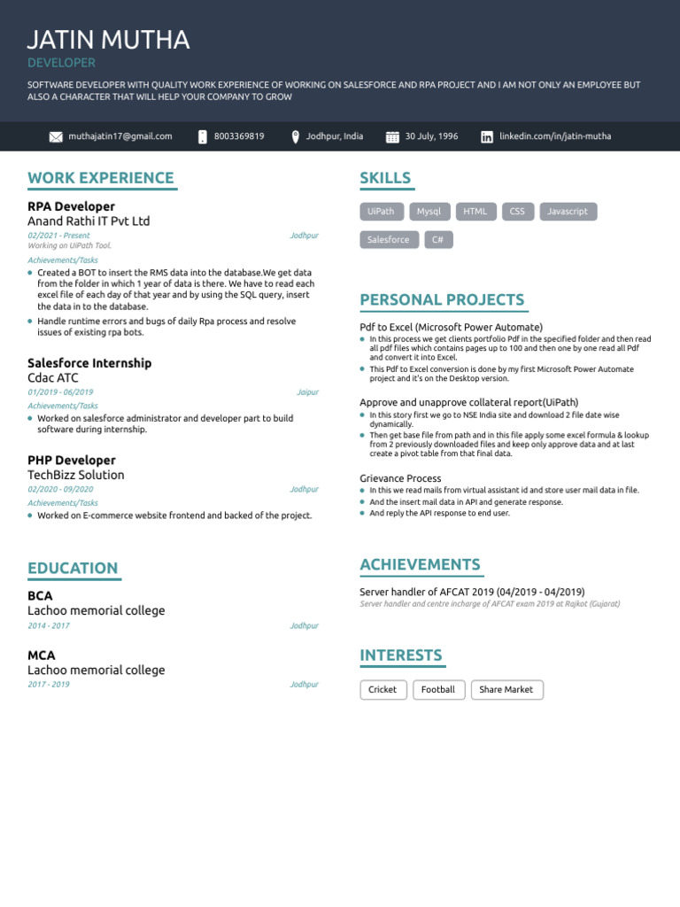 JATIN's Resume | PDF | Databases | Microsoft Excel