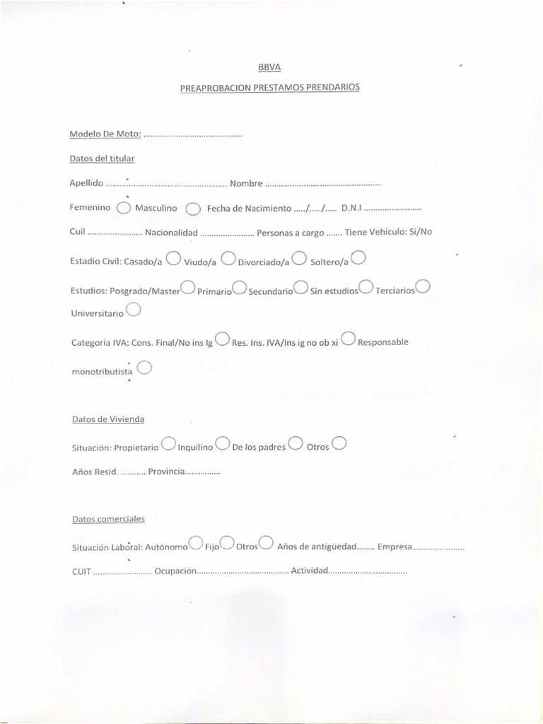 Formulario BBVA | PDF