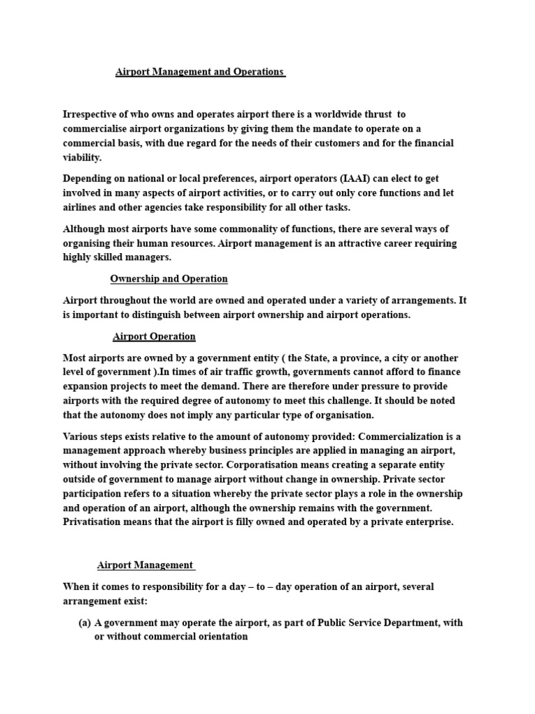 Airport Ownership and Management Overview | PDF | Airport | Ownership