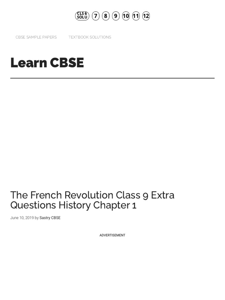 Class 9 French Revolution Extra Q&A | PDF | French Revolution | Reign ...