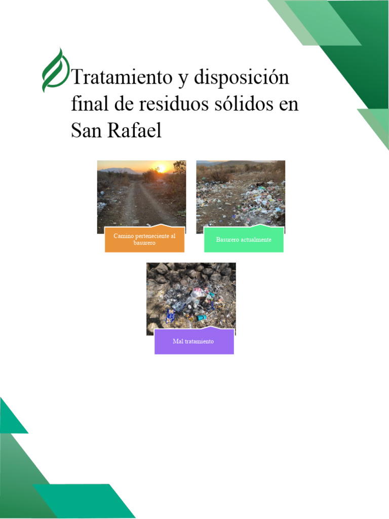 Tratamiento y Disposición Final de Residuos Sólidos en San Rafael | PDF | Residuos | Vertedero
