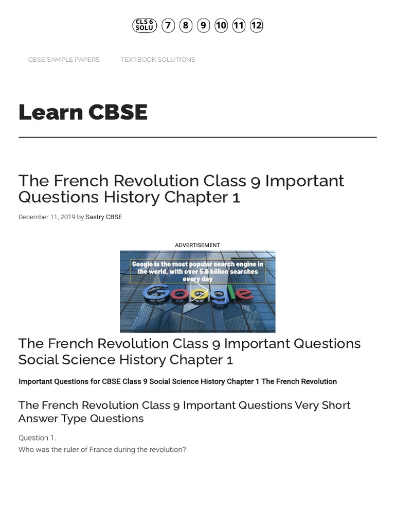The French Revolution Class 9 Important Questions History Chapter 1 ...