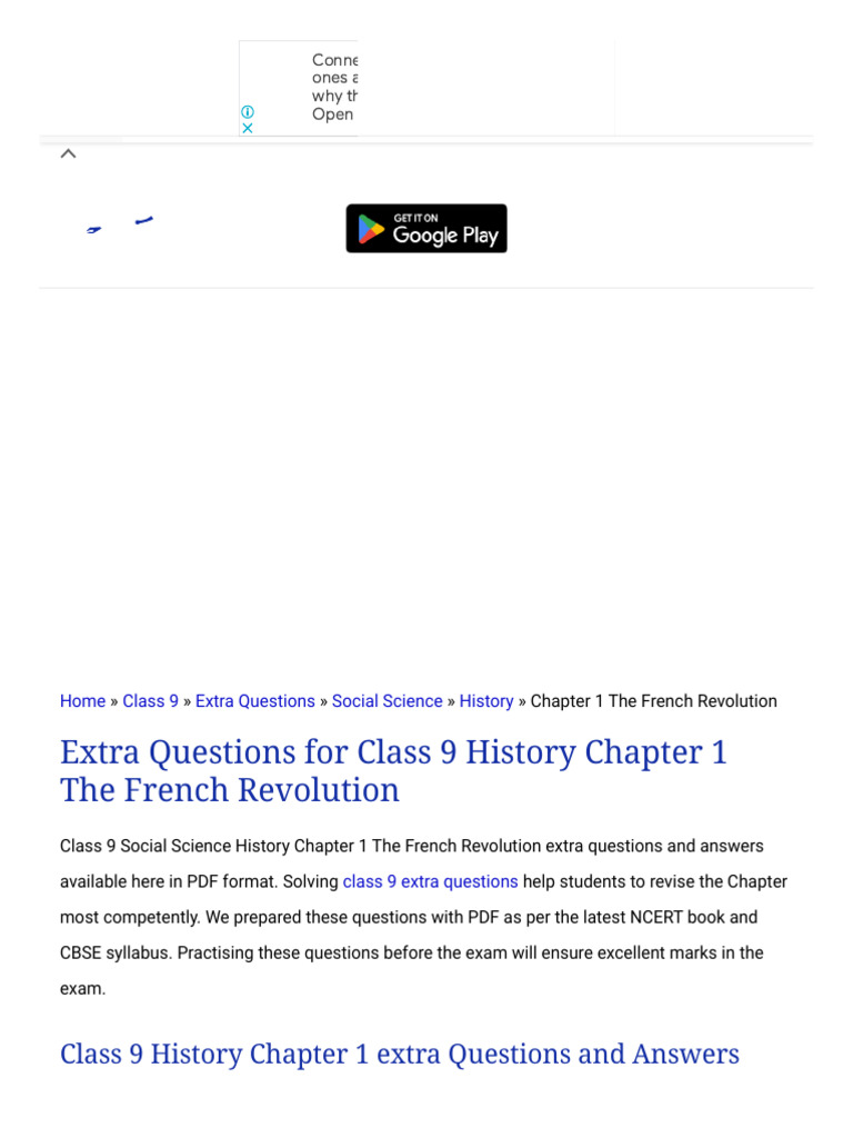 Extra Questions For Class 9 History Chapter 1 The French Revolution ...
