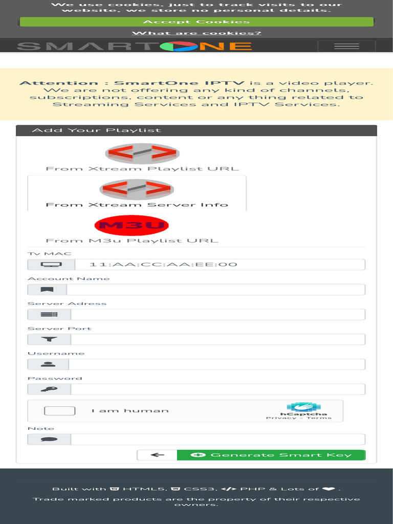 Upload Playlist & Generate Smart Key SmartOne IPTV App | PDF