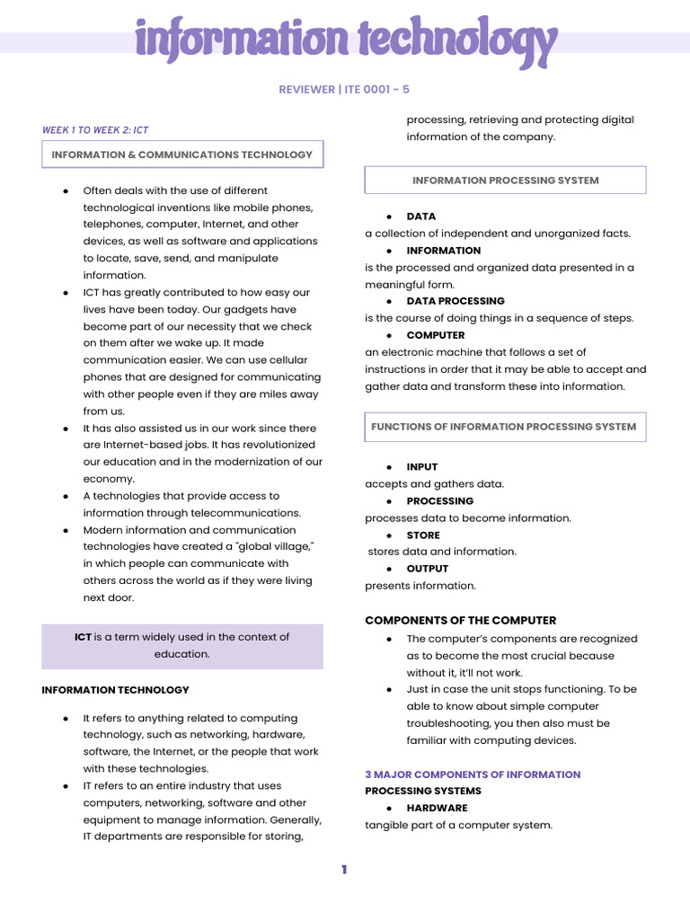 ITE REVIEWER - Information Technology | PDF | Computer Data Storage ...