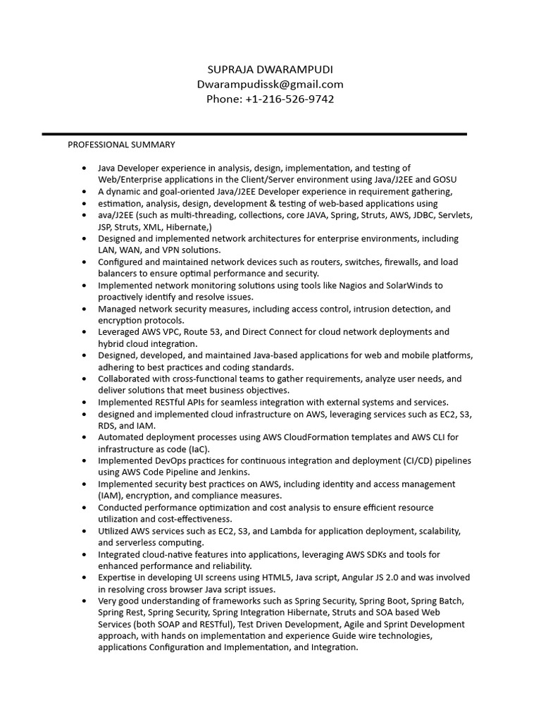 Java Developer & Network Engineer Profile | PDF | Amazon Web Services ...