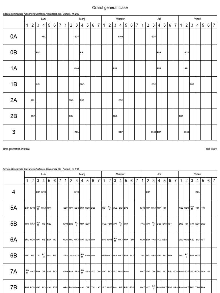 ORAR_ELEVI_11_SEPT_2023 | PDF