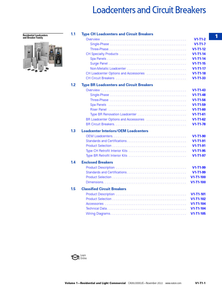 Eaton Load Center Type BR | PDF | Power (Physics) | Equipment