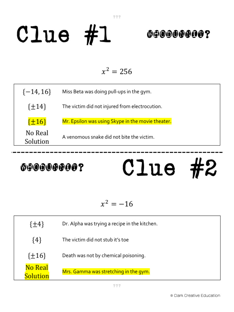 Math Mystery: Solve the Whodunnit | PDF