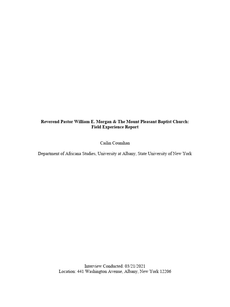 AAFS 341 Field Experience Report | PDF | Pastor | Baptists