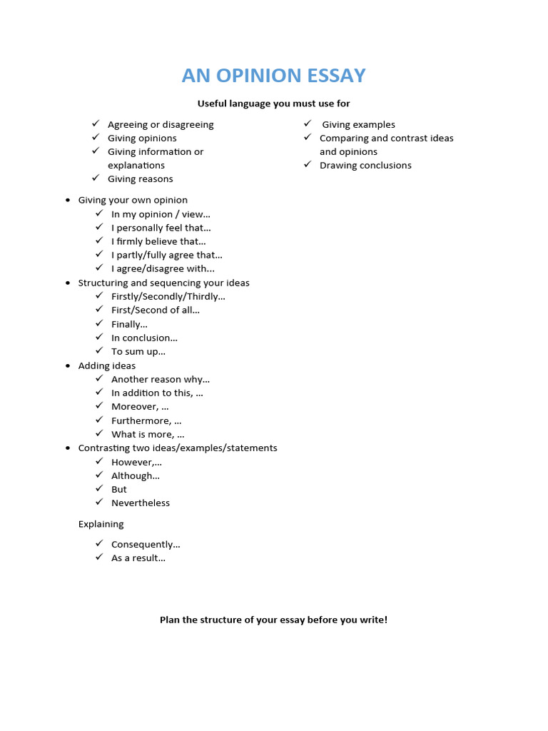 Opinion Essay | PDF | Essays | Opinion