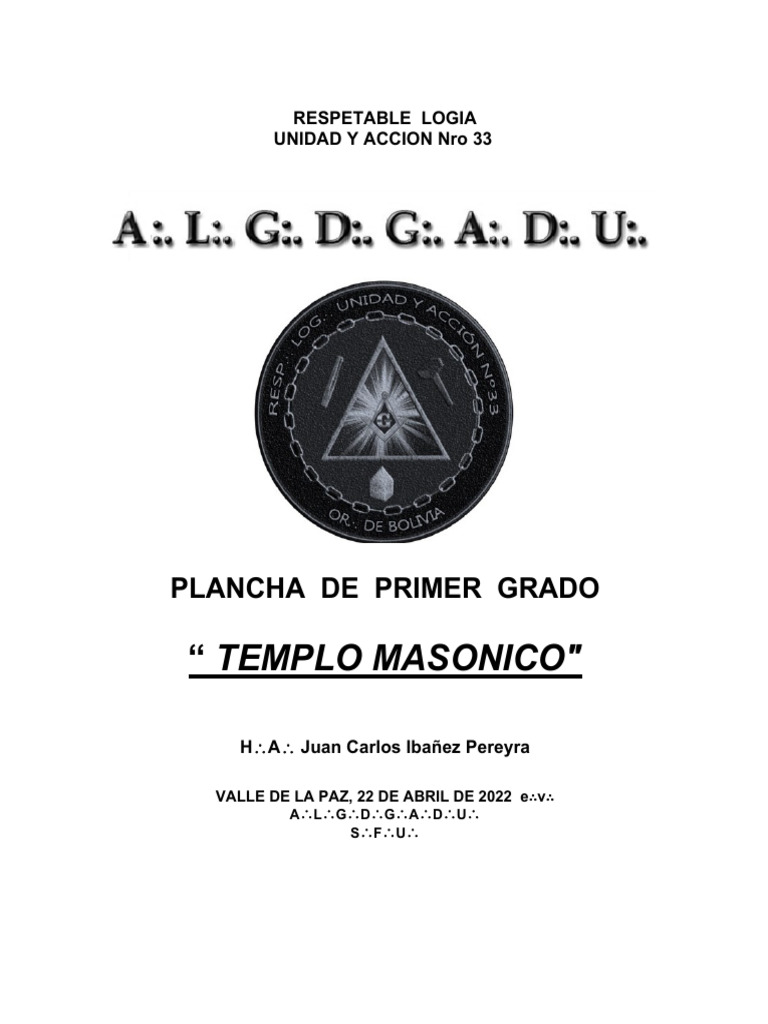 Plancha El Templo Masónico Jcip | Descargar gratis PDF | Masonería | templo
